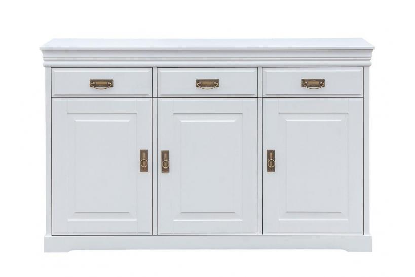 Cassettiera legno massello 3 ante 3 cassetti bianca shabby toscano