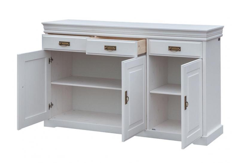 Cassettiera legno massello 3 ante 3 cassetti bianca shabby toscano