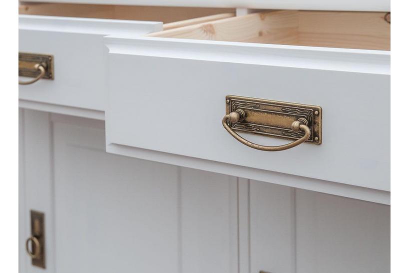 Cassettiera legno massello 3 ante 3 cassetti bianca shabby toscano