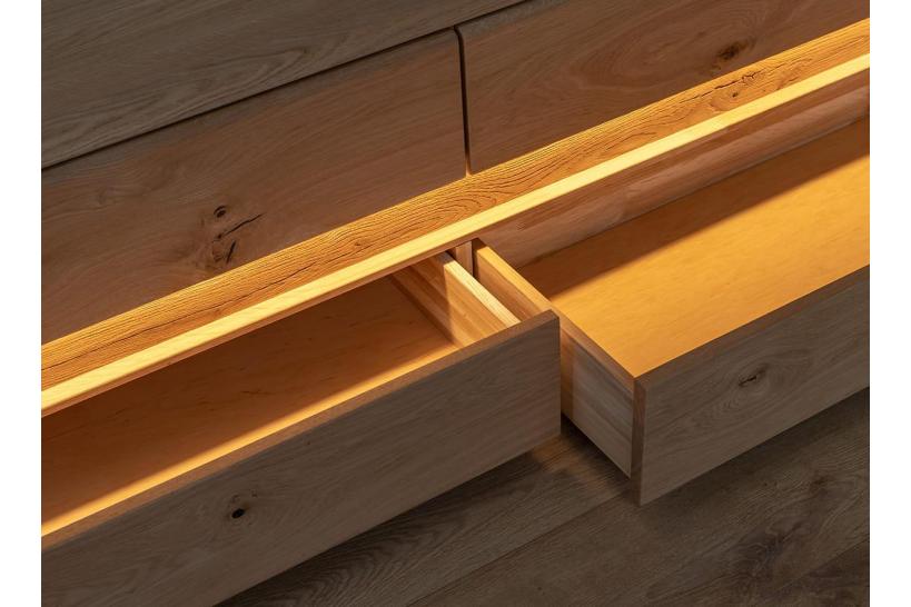 Mobile basso porta TV moderno in rovere massello oliato