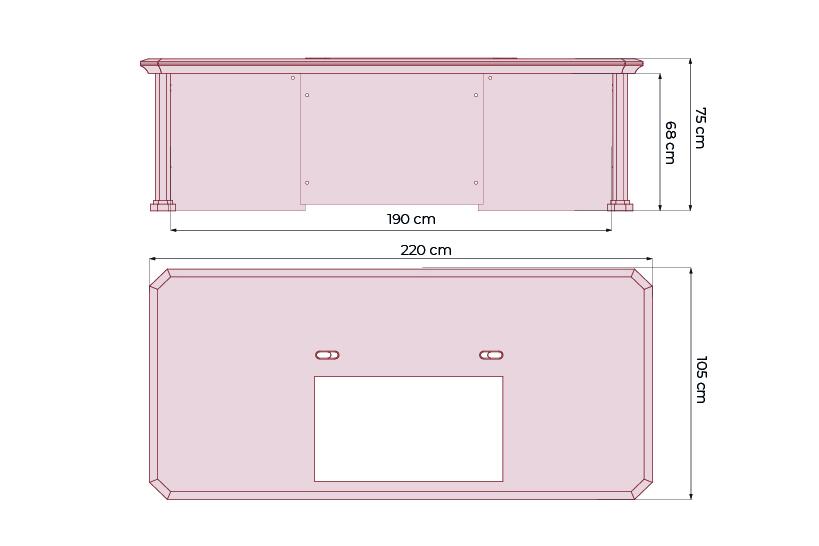 Scrivania dirigenziale classica in legno lunga 2,2 metri-Arrediorg.it